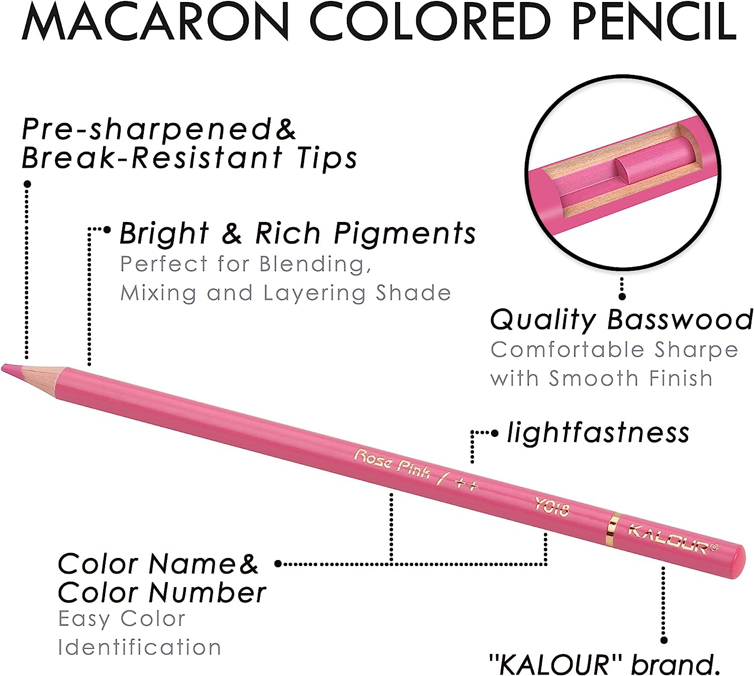 KALOUR Macaron Pastel Colored Pencils,Set of 50 Colors,Artists Soft Co