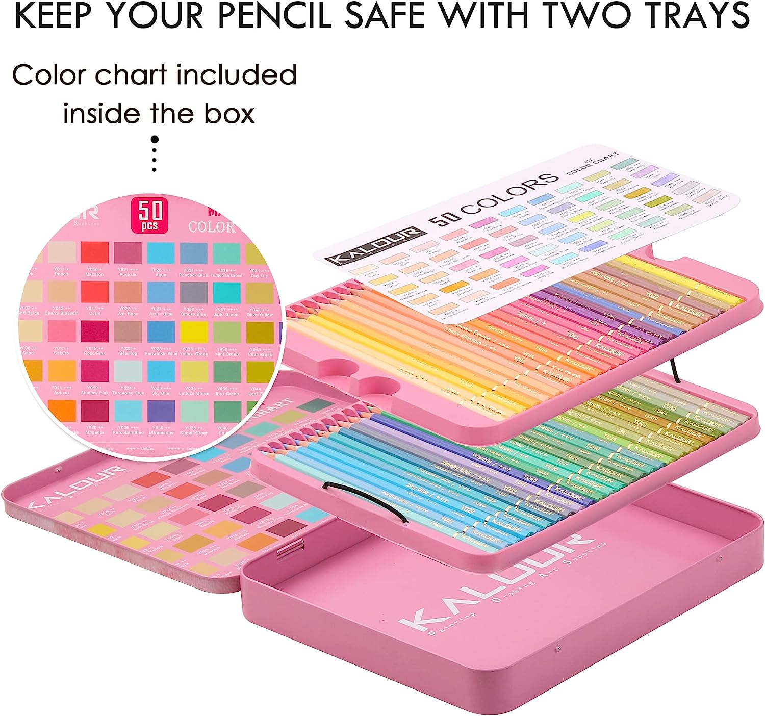 KALOUR Macaron Pastel Colored Pencils,Set of 50 Colors,Artists Soft Co