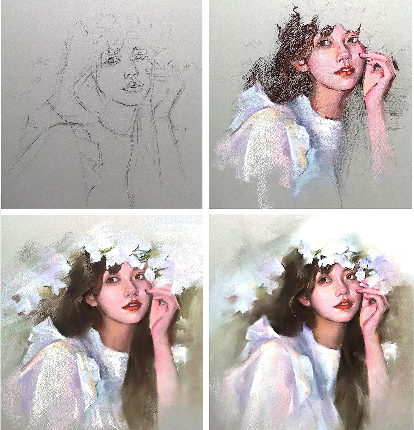 KALOUR Pro Pastel Chalk Colored Pencils,Set of 50 Colors,Color Charcoa