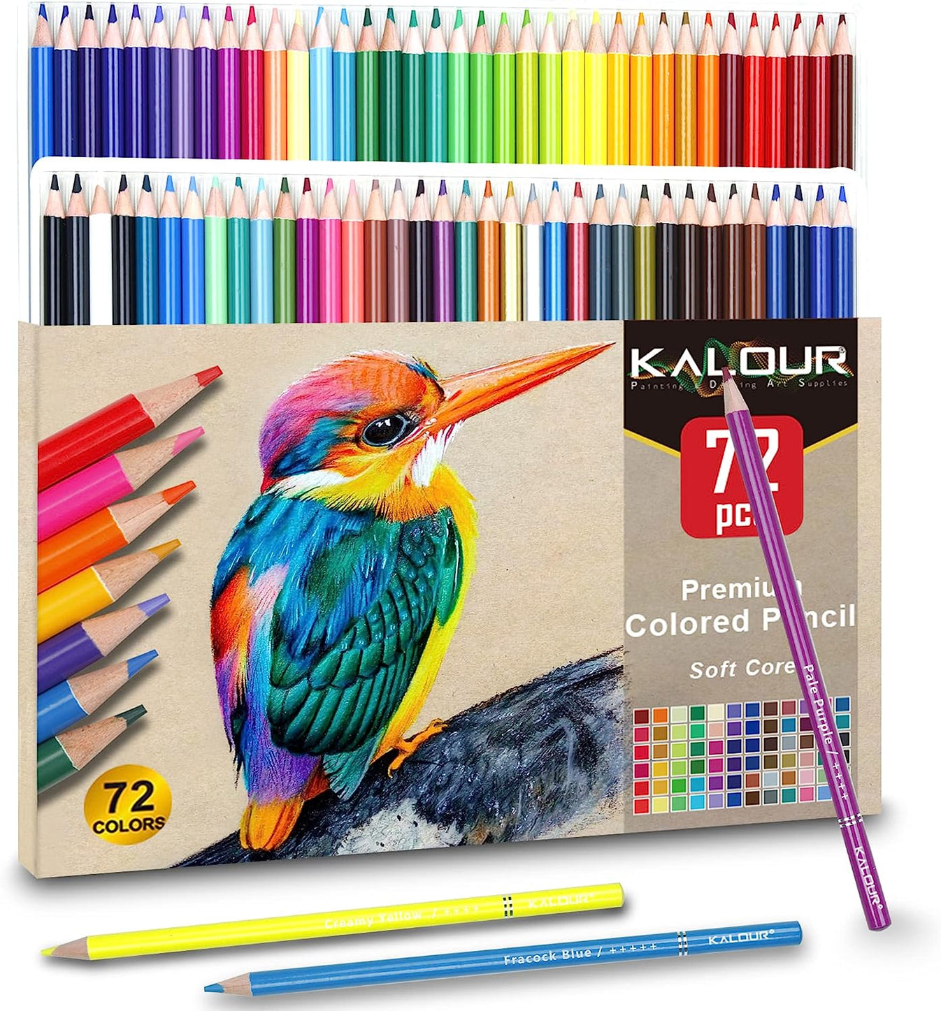 KALOUR 72 Count Colored Pencils for Adult Coloring Books, Soft Core