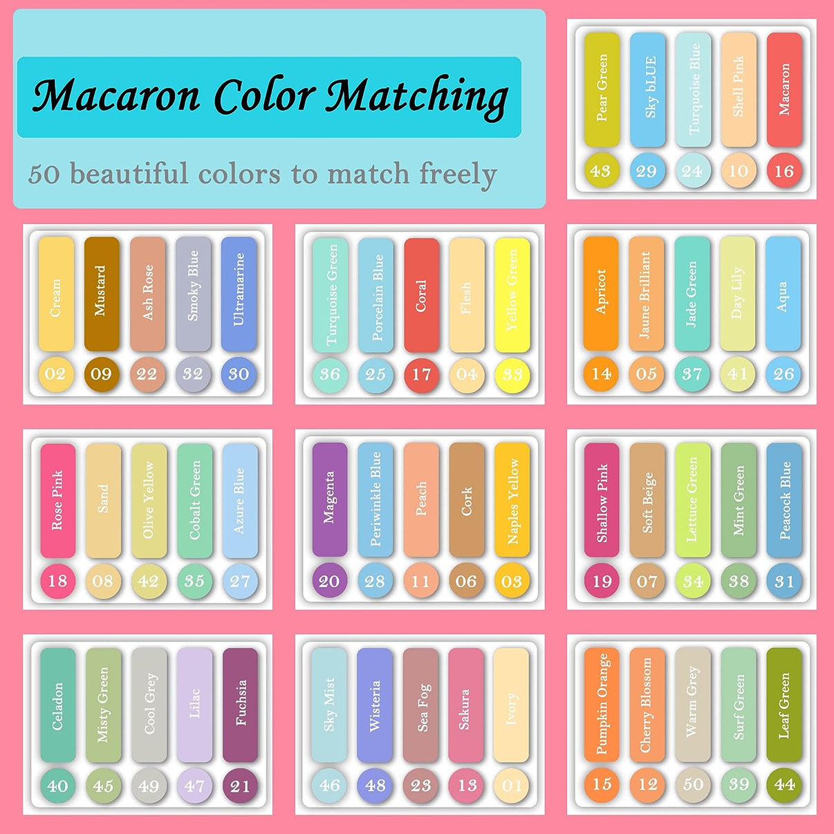 KALOUR Macaron Pastel Colored Pencils,Set of 50 Colors,Artists Soft Co